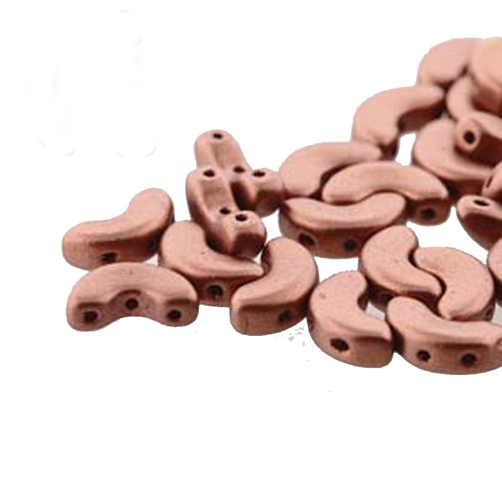 Copper Gold Matte Arcos Par Puca Cresent Moon 5x10mm 3-hole 30pc Czech Glass Beads