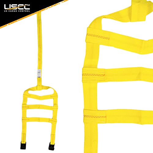 US Cargo Control Tow Dolly Basket Strap, Yellow Car Dolly Strap with Flat Hook End Fittings, Great for Tow Dolly Car Hauling, Fits Most 14-17 Inch Wheels, 3,333 Pound Working Load Limit