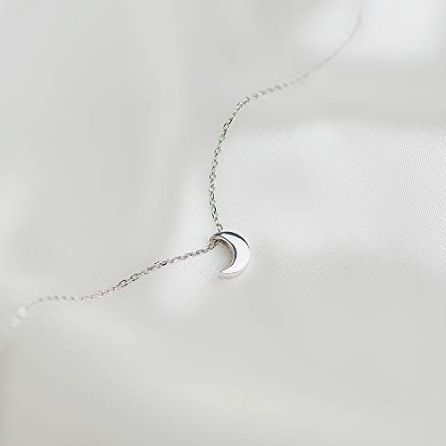 CISHOP Crescent Moon Necklace High Polished Sterling Silver Pendant Necklace for Women Jewelry