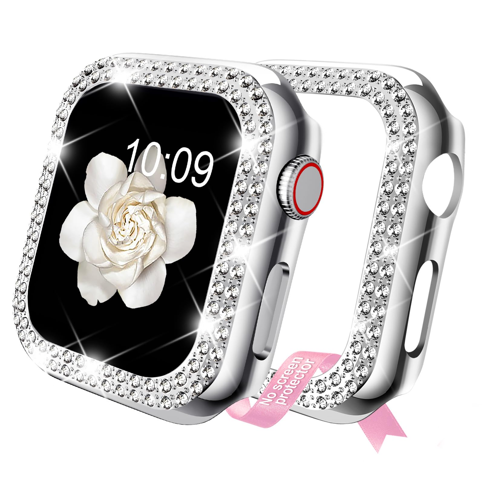 DABAOZA Compatible for Apple Watch 38mm Case Bumper Cover Series 3 2 1 38mm, Bling Women Girls Dressy Diamonds Crystal Bumper Hard PC Shockproof Case for iWatch (Silver, 38mm)