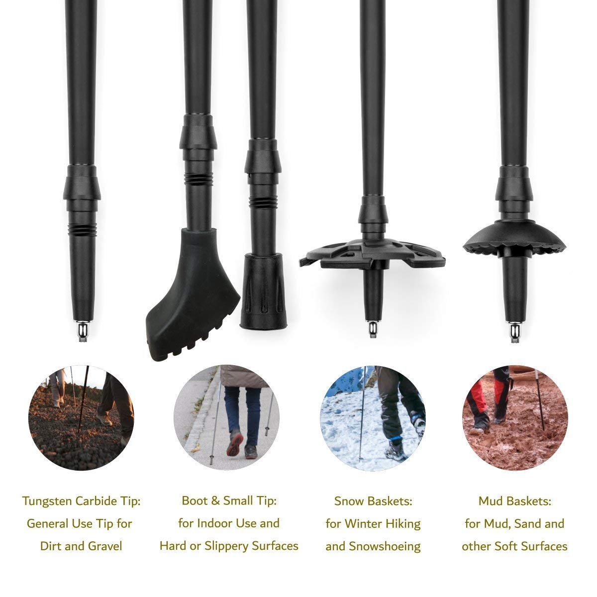 Cascade Mountain Tech Trekking Poles - Carbon Fiber Folding Walking Sticks with Quick Adjustable Locks, Black (Set of 2)