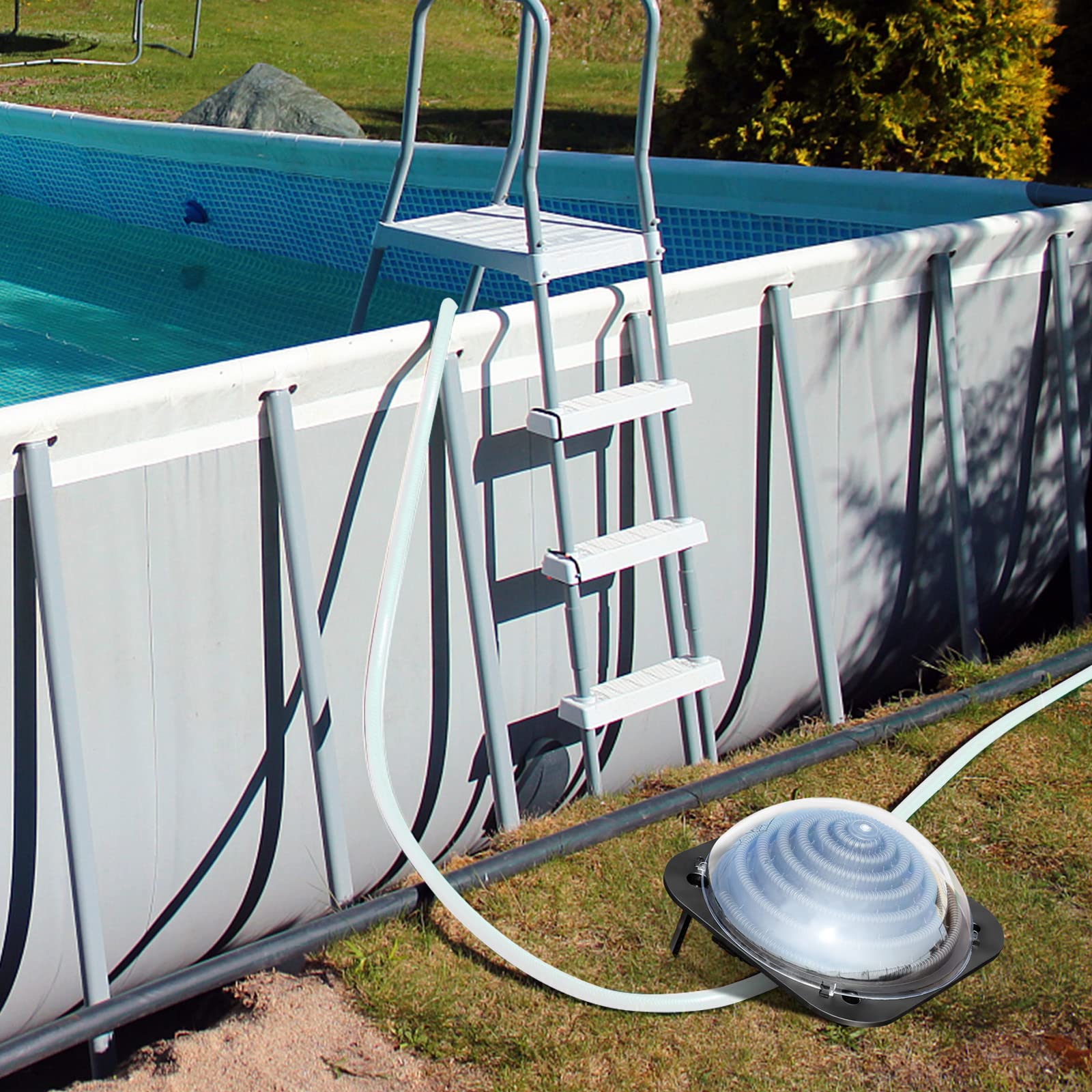 Goplus Solar Dome Swimming Pool Heater Above Ground, Inground Pool Warmer Equipment w/Hose Connector for Home Outdoor