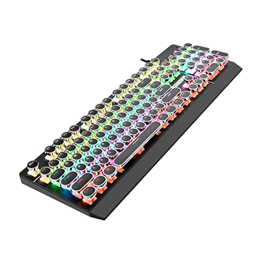 Funtasica Mechanical Gaming Keyboard RGB Backlit 104 Keys for PC, Black Round Keycap, 440x154x34mm