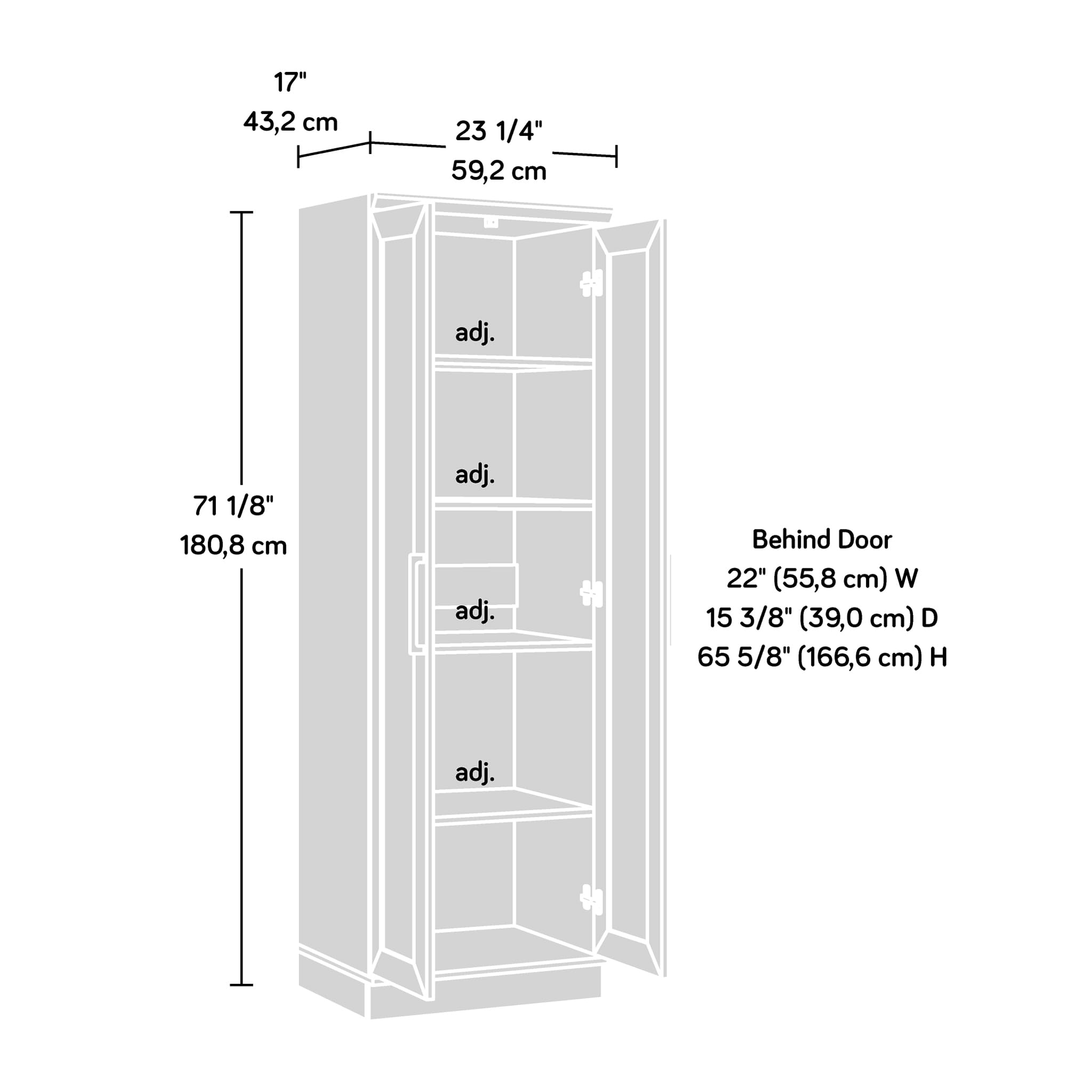 Sauder HomePlus Storage Pantry cabinets, L: 23.25" x W: 17" x H: 71.18", Sienna Oak