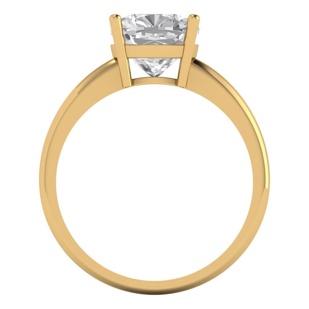 Clara Pucci 2.5 ct Cushion Cut Solitaire Genuine Moissanite Wedding Bridal Designer Anniversary Engagement Ring in 14k Yellow Gold