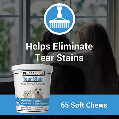 Vet Classics Tear Stain Supplements for Dogs, Cats β Helps to Prevent and Eliminate Tear Stains for Dog, Cat Breeds β Pet Supplement, Pet Immune Support β 65 Soft Chews