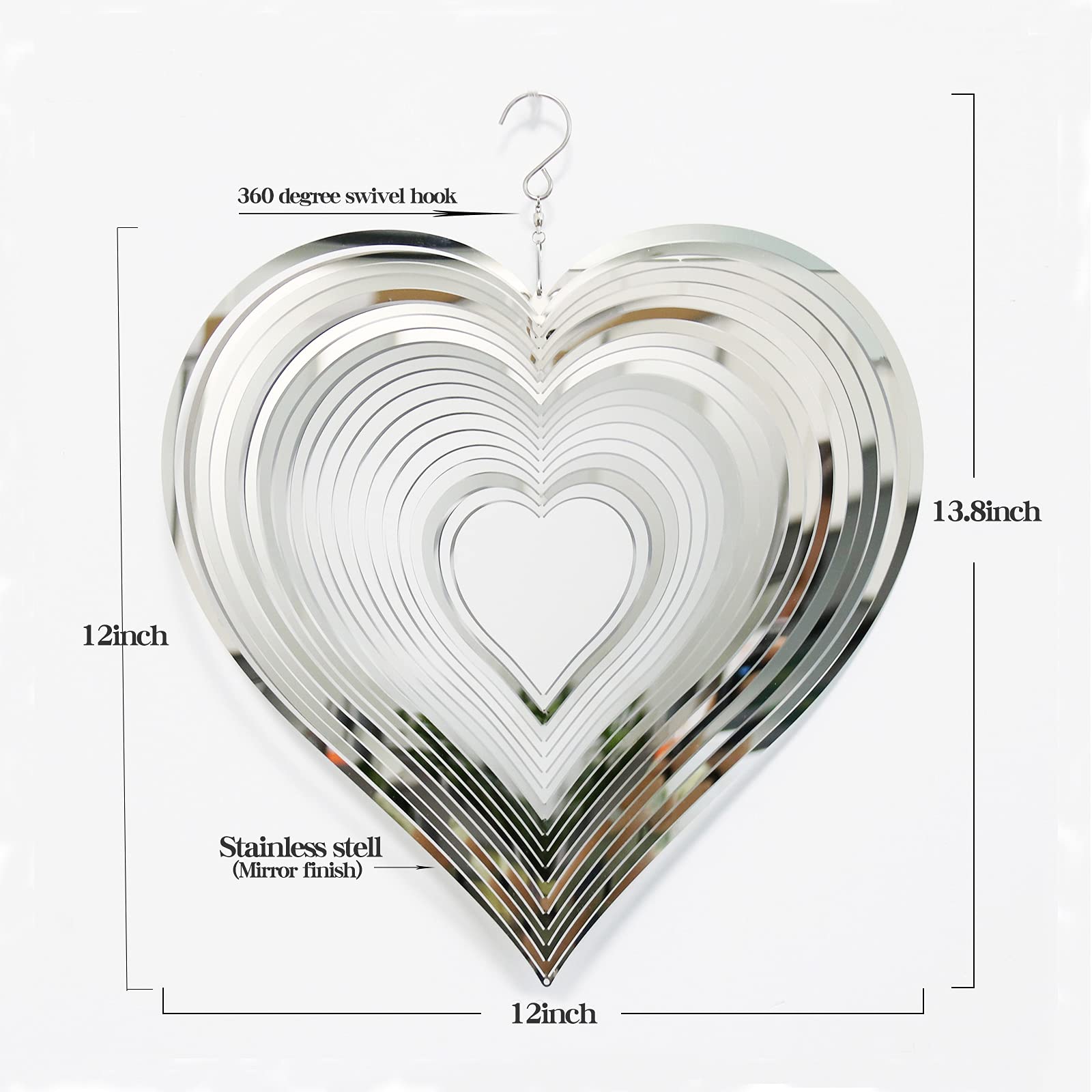 DJUAN Wind Spinners for Yard and Garden Metal Large Hanging Heart and Angel Outdoor Garden Decor