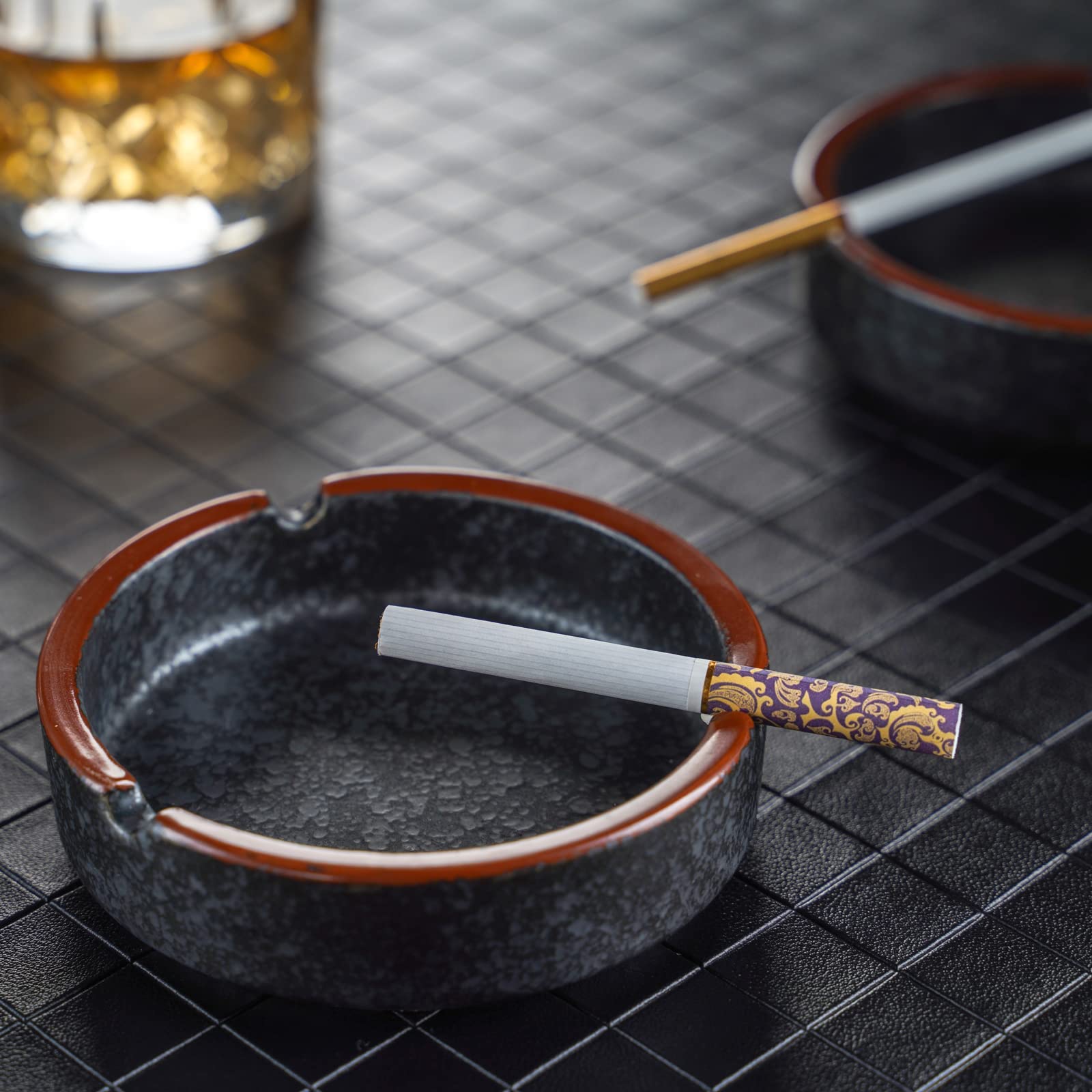 Ceramic Ashtray,Home Ashtray,Ashtray,Cigarette Ashtray For Indoor Or Outdoor Use,Coffee bar ashtray,Cool Lava Dazzling Black Ashtray
