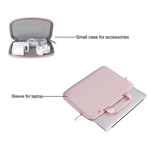 MOSISO Laptop Sleeve Compatible with MacBook Air/Pro, 13-13.3 inch Notebook, Compatible with MacBook Pro 14 inch 2023-2021 A2779 M2 A2442 M1, Neoprene Briefcase Bag with Detachable Small Case, Pink