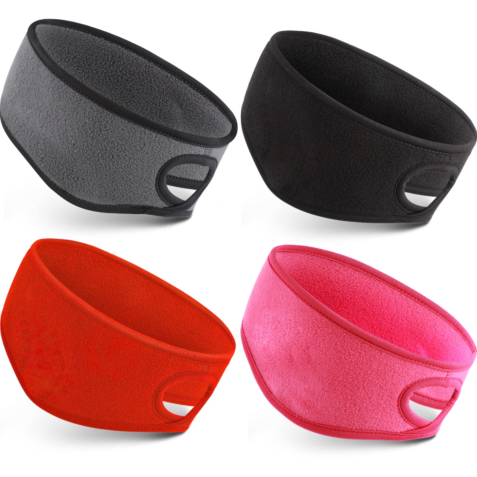 Ear Warmers 4 Pieces Kids Fleece Winter Headbands Running Ear Muffs Elastic Ponytail Headband for Children Skiing Riding Outside