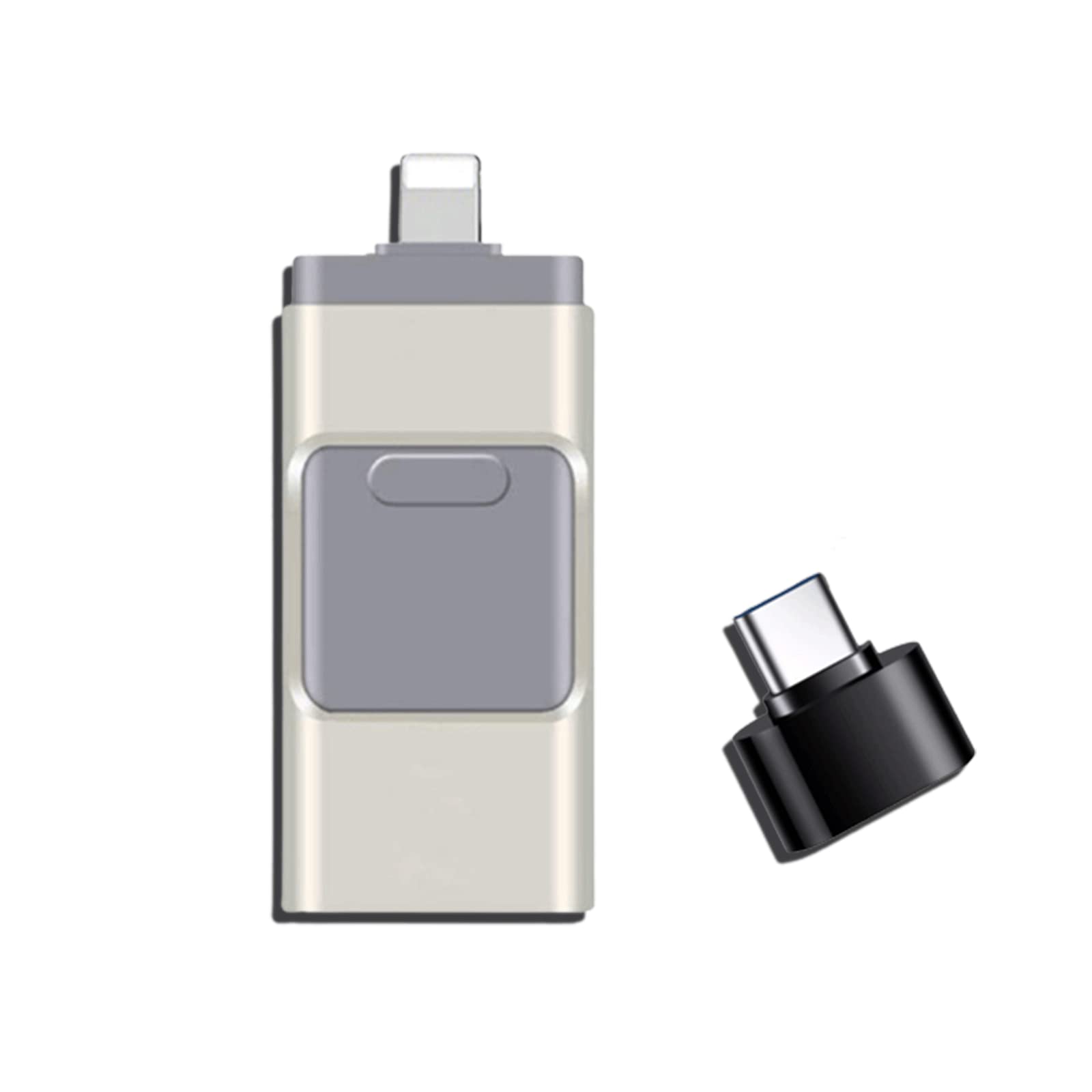 Guanshan Ash 4 in 1 High Speed USB Multi Drive Flash Drive,USB Flash Drive Compatible for iPhone and Computer, Flash Drive for iPhone & Photo Stick for Android Phones (64GB,Silver)