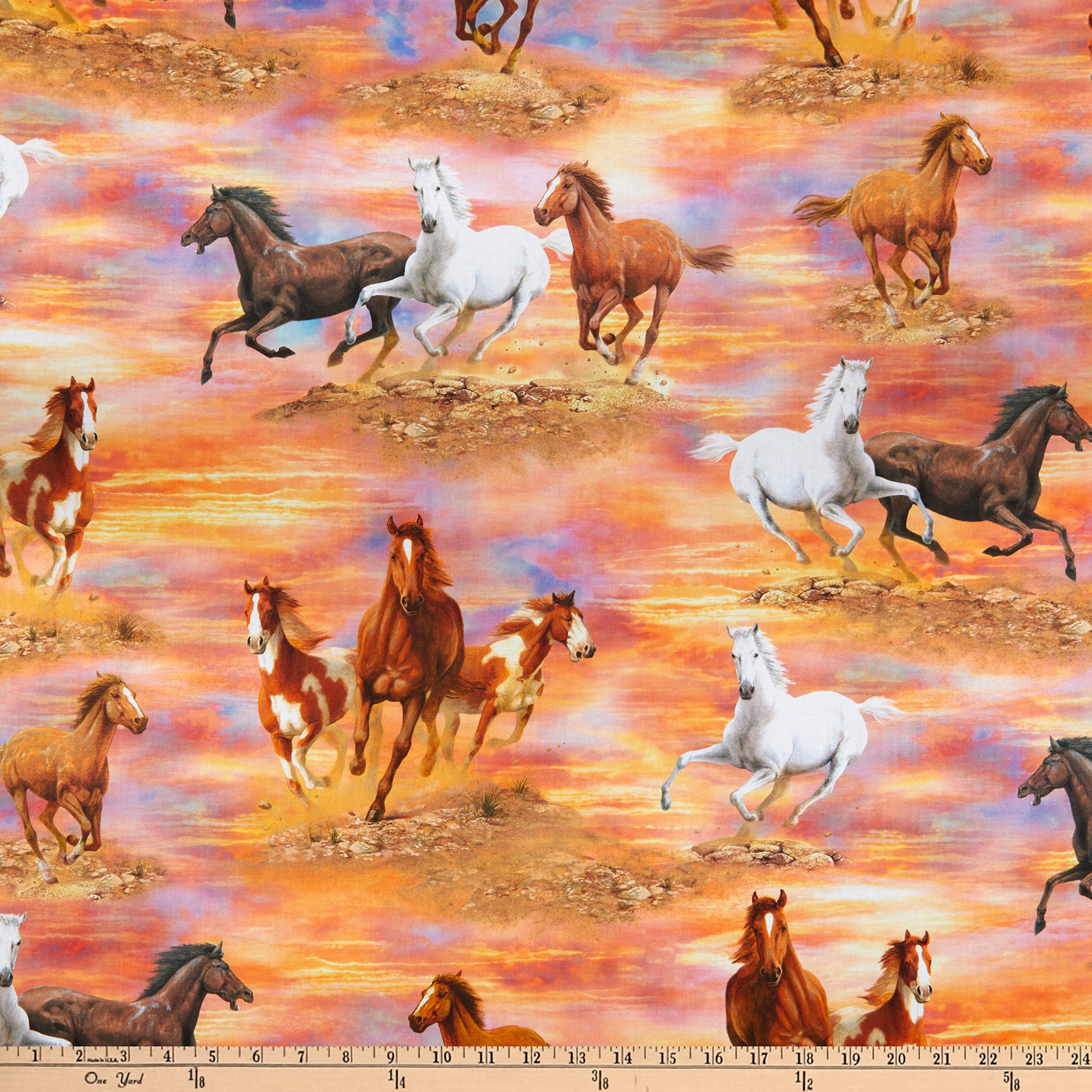 Kaufman American Heritage Horses Wild, Quilting Fabric by the Yard