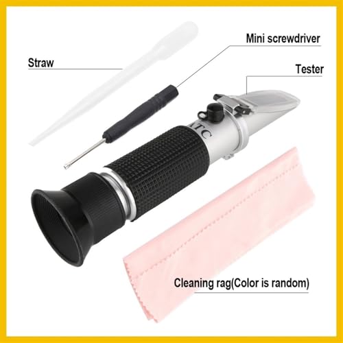 KYKYK Refractometer, Brix Refractometer 0~32% Optical Sugar Food Beverages ATC Content Meter Tool Handheld for Fruit, Homebrewing, Juice, Vegetables