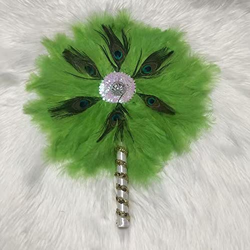 Custom Wedding Hand Fan with Feather Lace Spain DIY Style Abanico De Mano with Sequin Stone Handmade Wedding Feather Photo Props