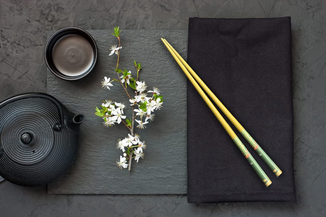 Chopsticks reusable Made in Japan ishida 10Pairs Black pasted box ((Japanese Beauty・23cm 9.0inch))