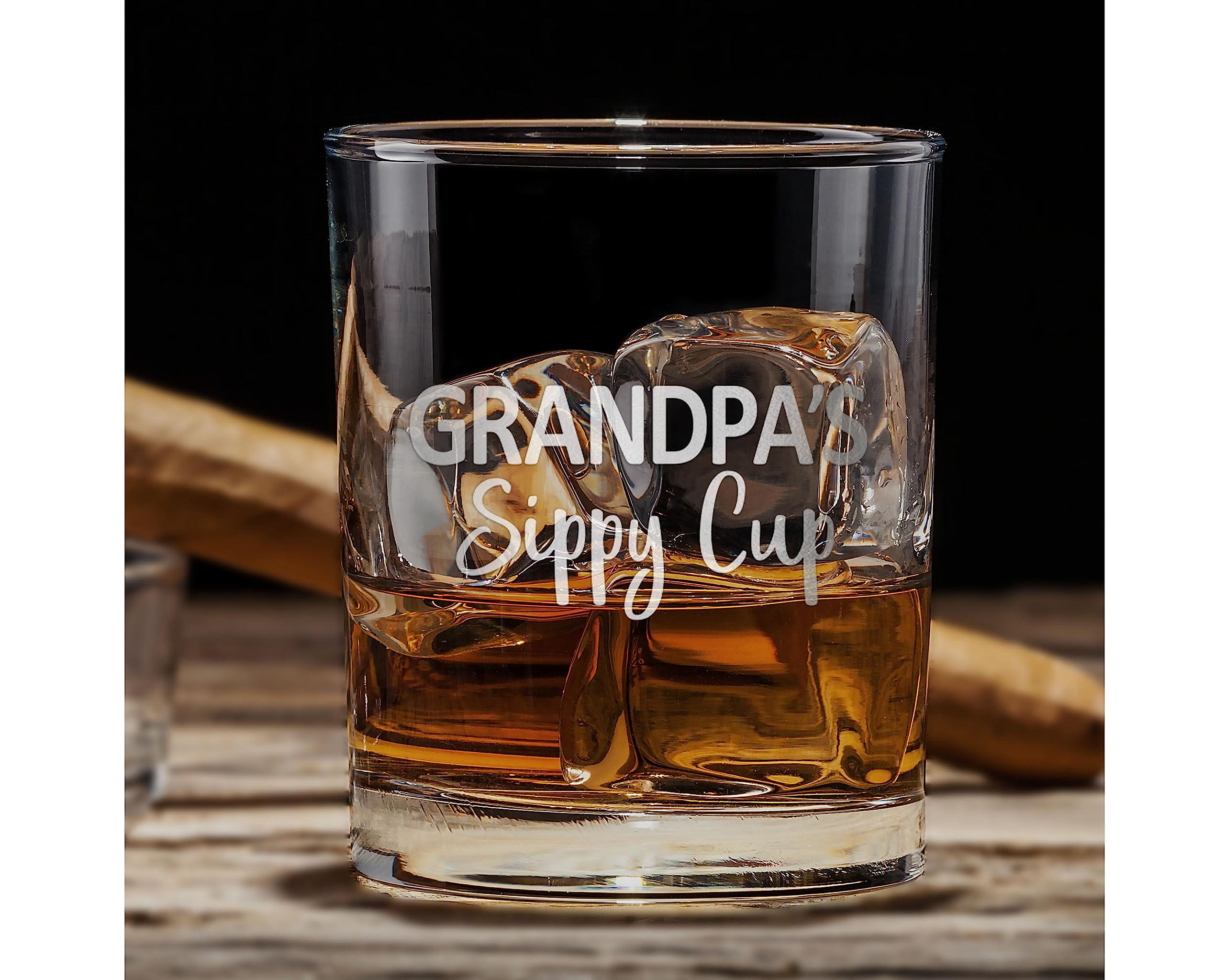 GRANDPA'S SIPPY CUP Custom Personalized Whiskey Glass - Laser Engraved Etched Funny Gift for Dad Uncle Grandpa