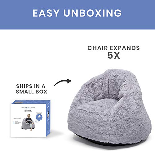 Delta Children Cozee Fluffy Chair, Toddler Size (for Kids Up to 6 Years Old), Grey