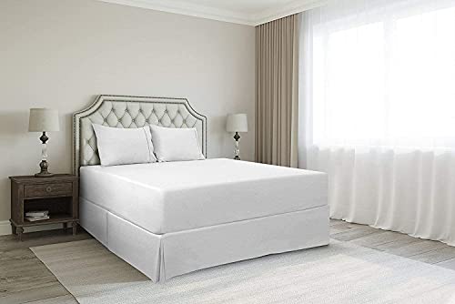 RUMICAFeb Pleated Bed Skirt - 10 Inch Drop Easy to Put On, Wrinkle Free Bedskirt Dust Ruffles, Bed Frame Cover for King, White