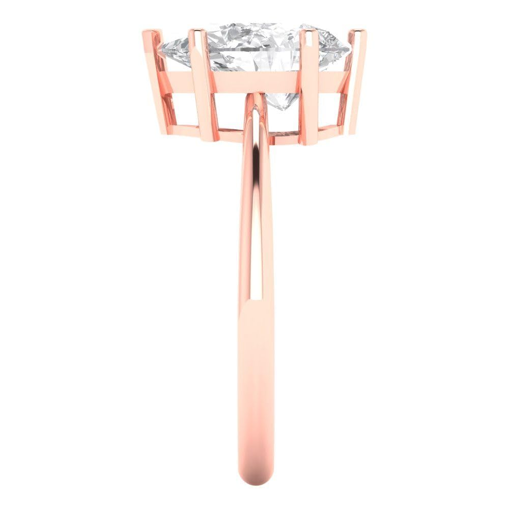 Clara Pucci 2.50 ct Pear Cut Solitaire Stunning Lab Created White Sapphire Bridal Designer Anniversary Engagement Ring 14k Rose Gold 7