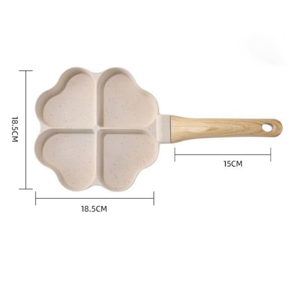 Pasuihcay Heart Shaped Egg Pan Mini Egg Dumpling Pan Hamburger Steak 4 Grid Breakfast Pan, White