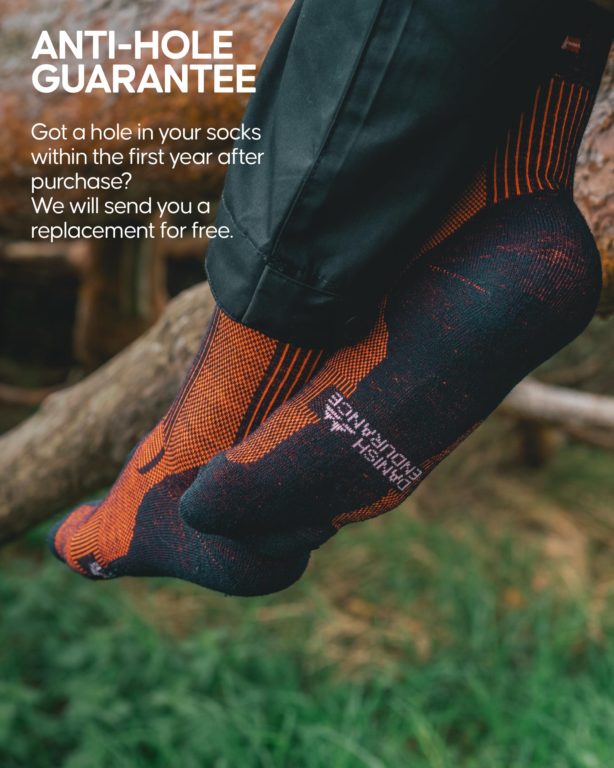 DANISH ENDURANCE Merino Wool Light Hiking Socks, Cushioned & Moisture Wicking Hiking Socks, Men, Women & Kids, 3 Pack