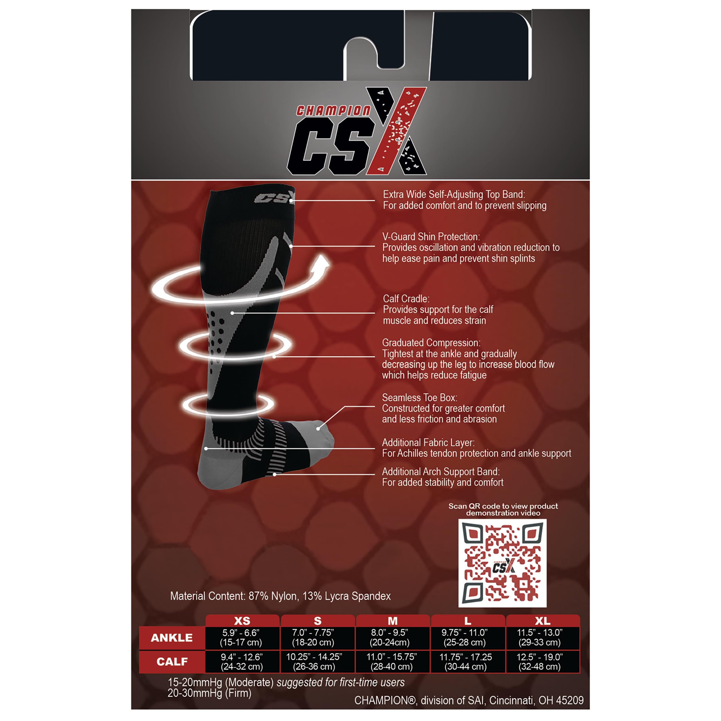 CSX Compression Socks for Men and Women, Knee High, Recovery Support, Athletic Sport Fit, Green on Black, Medium (15-20 mmHg)
