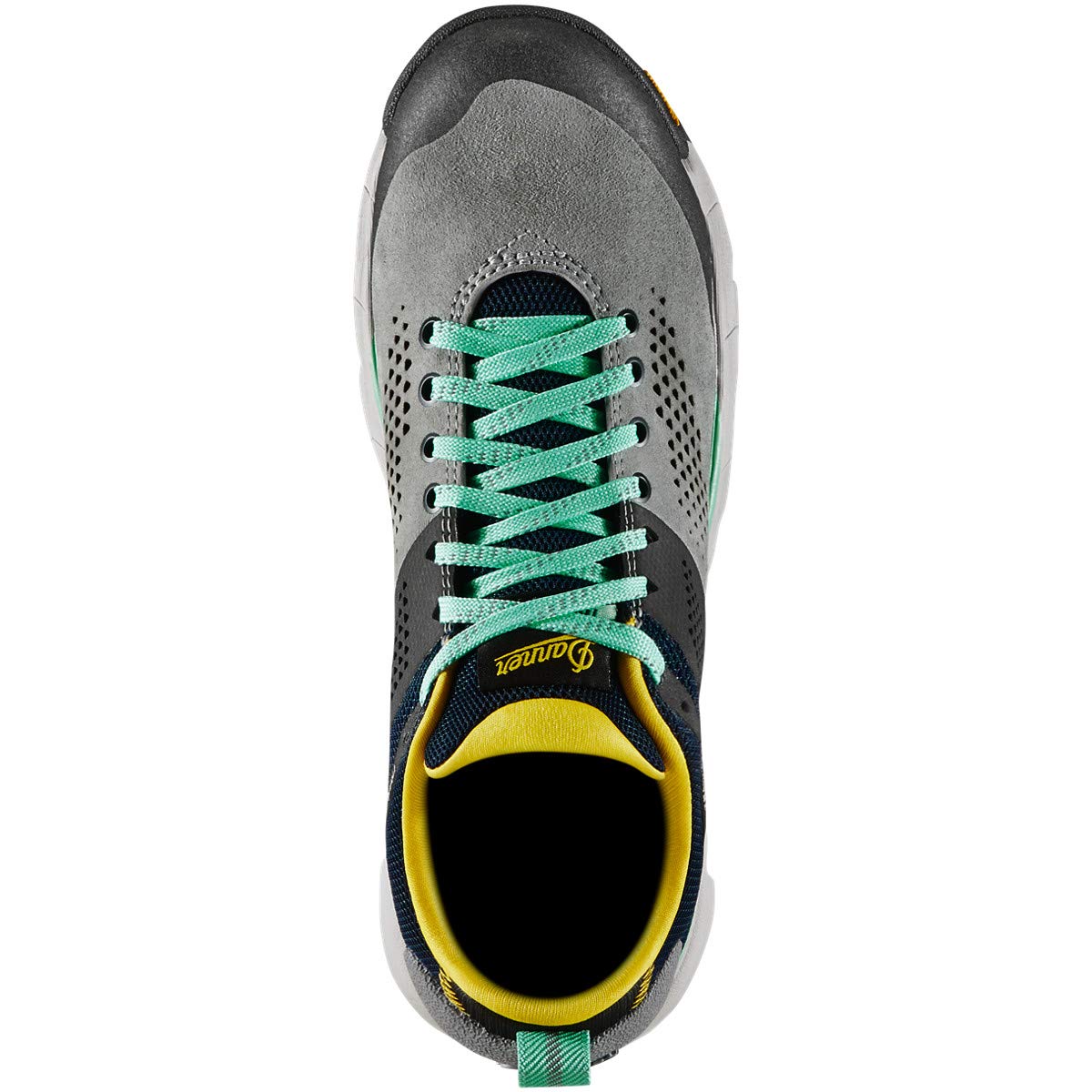 Danner Trail 2650 3โ Hiking Shoes for Women - Durable Suede & Textile Upper with Breathable Mesh Lining, OrthoLite Footbed & Vibram Traction Outsole, Gray/Blue/Spectra Yellow - 6 M