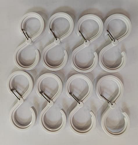 GUSSTA S Hooks with Safety Buckle for Hanging, Anti-Drop S Shaped Hooks, Heavy Duty Rustproof S Hangers for Kitchen Utensil, Closet Rod, Bathroom (8, White)