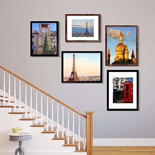 SESEAT 12x16 Picture Frame Rustic Brown, Display Pictures 9x12 with Mat or 12x16 without Mat, Photo Frames Wall Gallery, 1 Pack