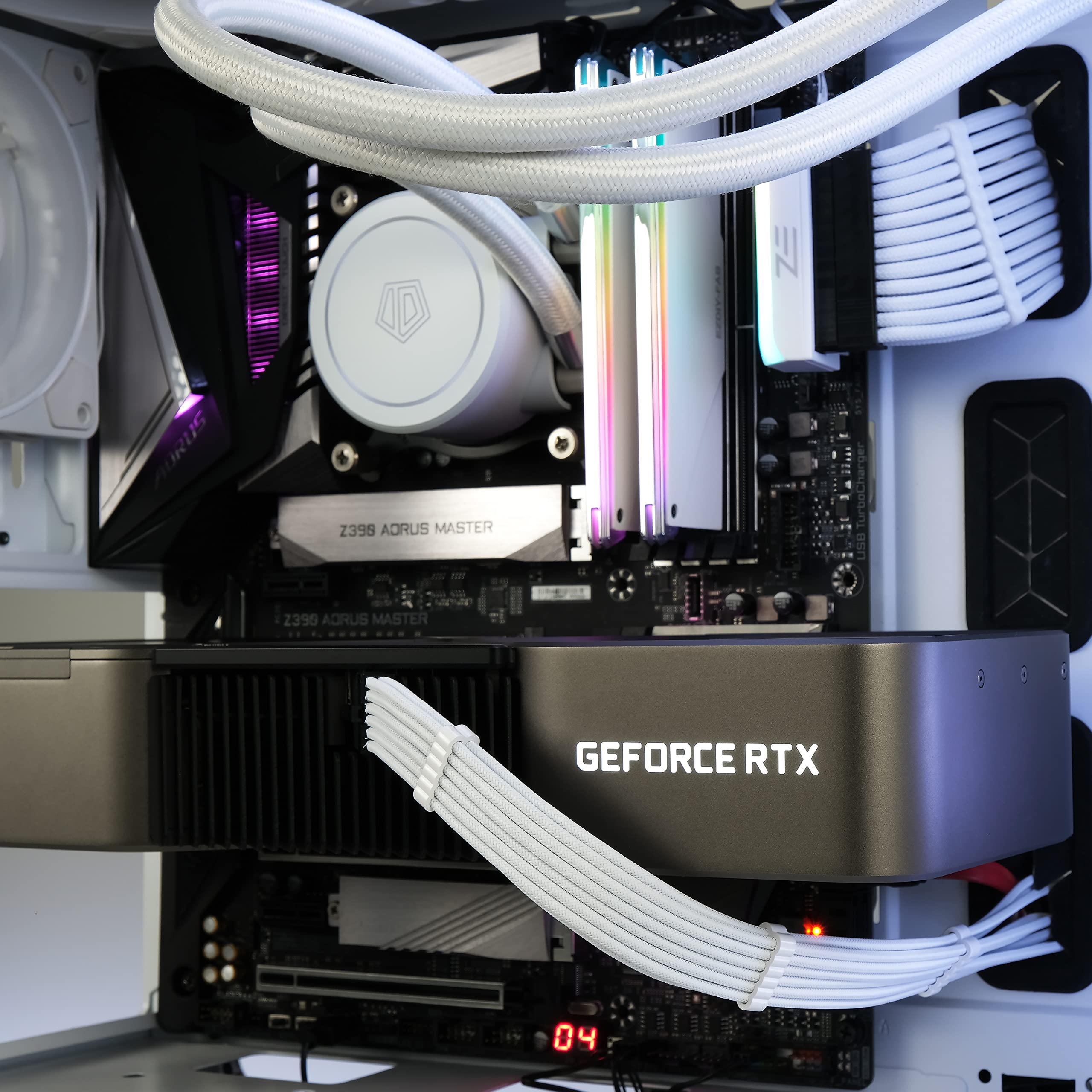 EZDIY-FAB PSU Cable Extension Kit,16AWG Sleeved Cable Custom Mod for Nvidia 30' Series FE GPU Build, PC Power Supply PET Braided Extension Cable Kit with Comb- 300MM -White