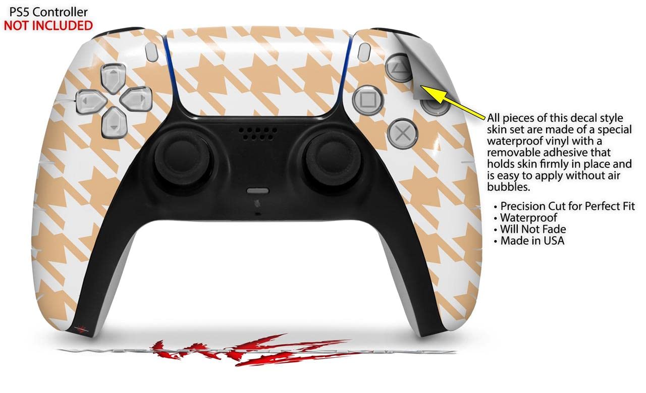 WraptorSkinz Skin Wrap compatible with Sony PS5 DualSense Controller Houndstooth Peach (CONTROLLER NOT INCLUDED)
