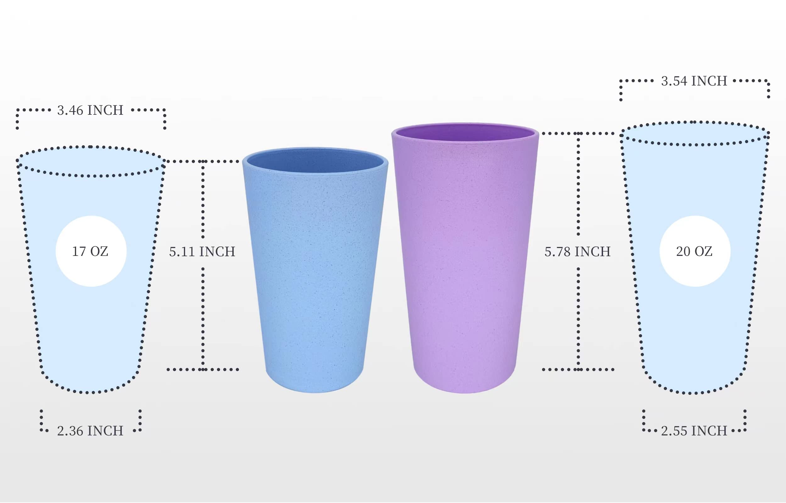 DLF.DONGLINFENG Wheat Straw Unbreakable Cup (17 Ounces) And (20 Ounces)-Reusable Drinking Cup Plastic Cup 10 Piece Set-Colorful-Dishwasher Safe-Bpa Free…