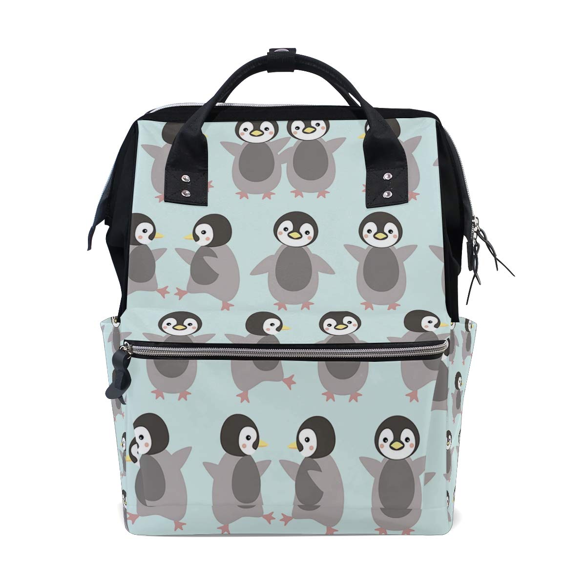 Cute Penguins Diaper Bag Backpack, Large Capacity Muti-Function Travel Backpack Nappy Bags Travel Mom Backpack for Baby Care