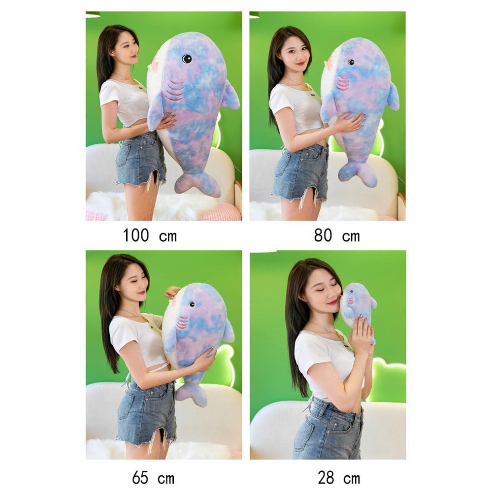 KOJAGARRI Plush Rainbow Shark Dolls,Very Soft Colorful Whale Shark Hugging Pillow,Cute Plush Doll Fish Plush Toy,Birthday, 11 inch