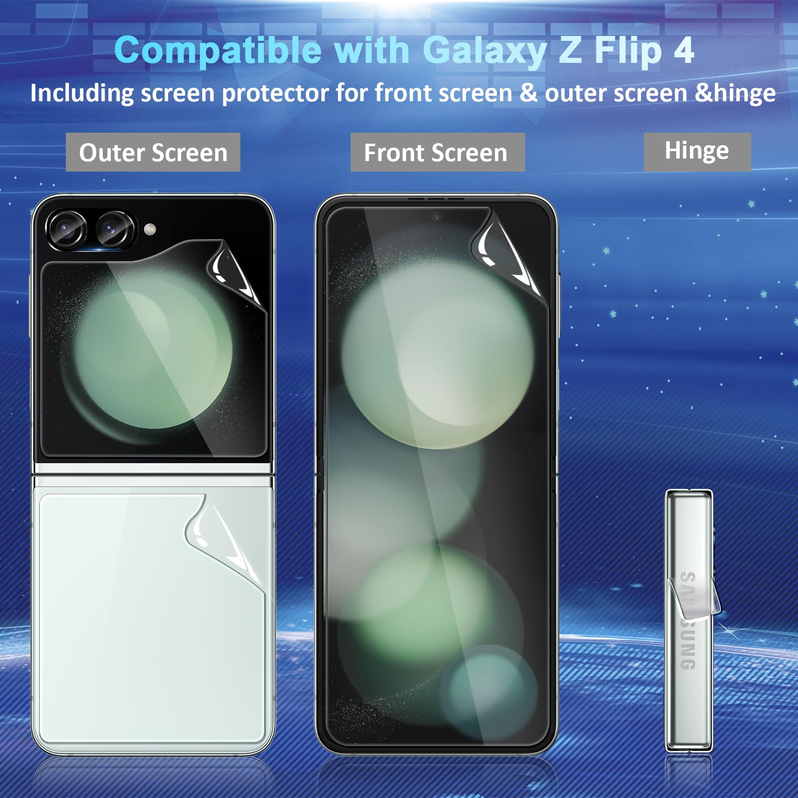 CWQZGUF [2Set 10PCS] Galaxy Z Flip 5 Screen Protector, Front TPU Screen Protector + Full Back Cover Film + Camera Lens Protector, High Clarity, Anti-Shatter, Bubble Free for Samsung Galaxy Z Flip 5 5G