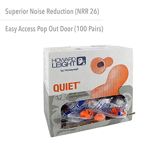 Howard Leight by Honeywell by Quiet Reusable Earplugs, 100 Pairs (QD1), Orange