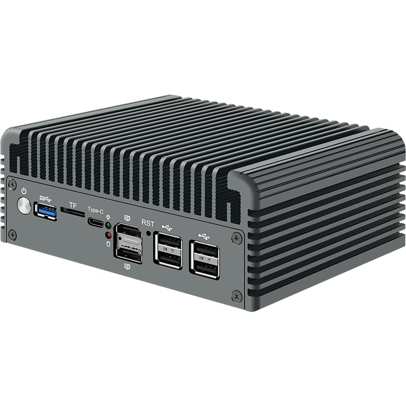 CWWK Fanless Mini PC Intel N Series-N100(4C/4T up to 3.4GHz) Low Power Processor, DDR5, 6x2.5GbE Intel I226V, 4K Display Outputs,M.2 NVMe, SATA3.0, 5 USB Ports, Firewall Router (N100-6L Barebone)