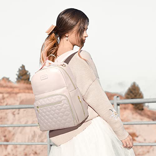 Ezgnuk Diaper Bag Backpack, Quilted Baby Bag with Insulated Pocket, Multi Functional Portable Hanging Diaper Trolley Backpack Lovely Light Mother Pack (Pink)