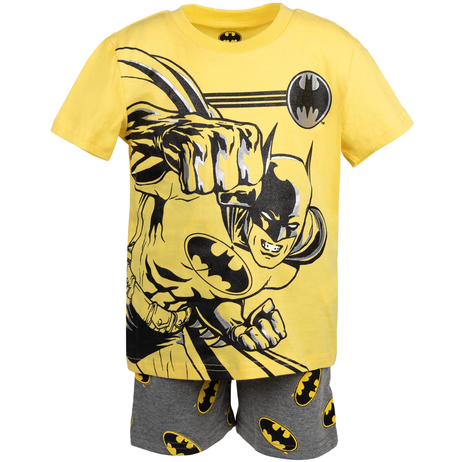 DC Comics Justice League Batman Toddler Boys T-Shirt French Terry Shorts Set Yellow 3T