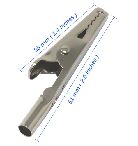 iexcell 100 Pcs 2 Inches / 51 mm Steel Alligator Clips Crocodile Clamps, Silver Tone Nickel Plated, Come in a Plastic Case