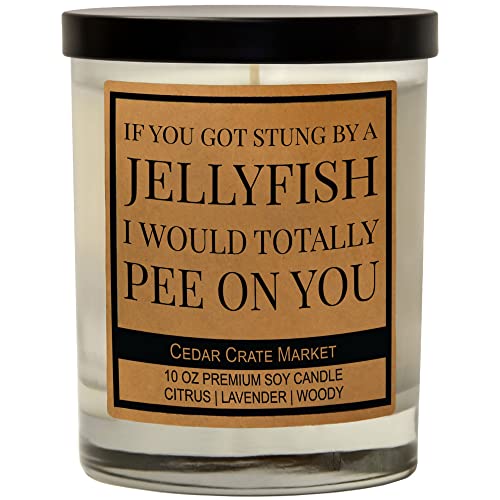 If You Got Stung by A Jellyfish I Would Totally Pee On You, Friendship Candle Gifts for Women, Birthday Gifts for Friends Female, Funny Gifts for Friends, Funny Candle, Highly Scented Soy 10 oz.