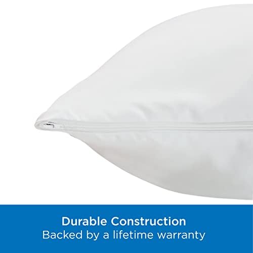 Set of 4 Standard/Queen AllerEase Pillow Protectors - Moisture Wicking, Advanced Allergy Protection - Premium Polyester, Zippered Protectors
