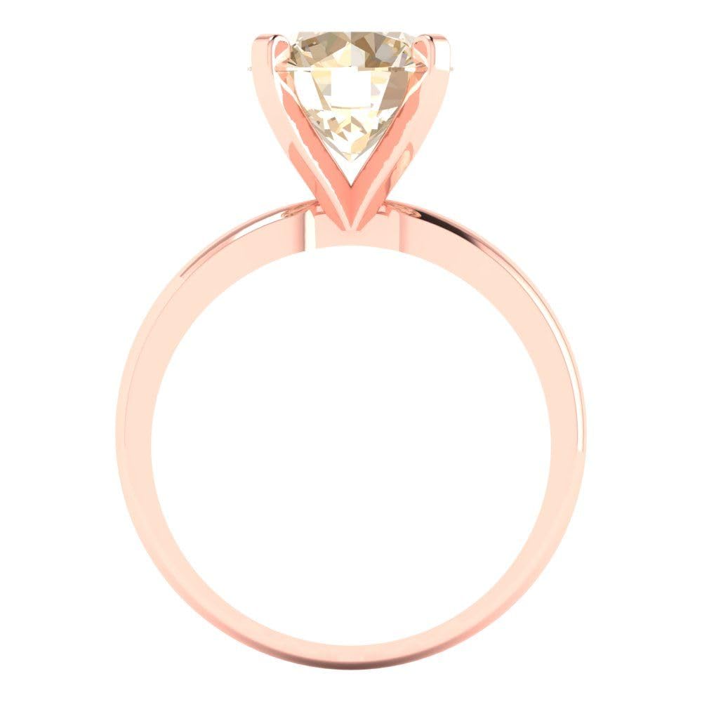 Clara Pucci 3.0 ct Round Cut Solitaire Genuine Natural Morganite Wedding Bridal Designer Anniversary Engagement Ring 14k Rose Gold