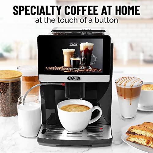 Zulay Magia Super Automatic Coffee Espresso Machine - Durable Automatic Espresso Machine With Grinder - Espresso Coffee Maker With Easy To Use 7β Touch Screen, 19 Coffee Recipes, 10 User Profiles