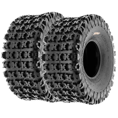Set of 4 SunF 21x7-10 Front & 20x11-8 Rear ATV UTV Knobby Sport Tires,6 PR Tubeless A027