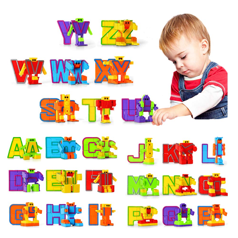 Odowalker Alphabet Robot Action Figures 26 Pieces 2" Letters Alpha Bots Educational ABC Preschool Learning Stem Montessori Classroom Teaching