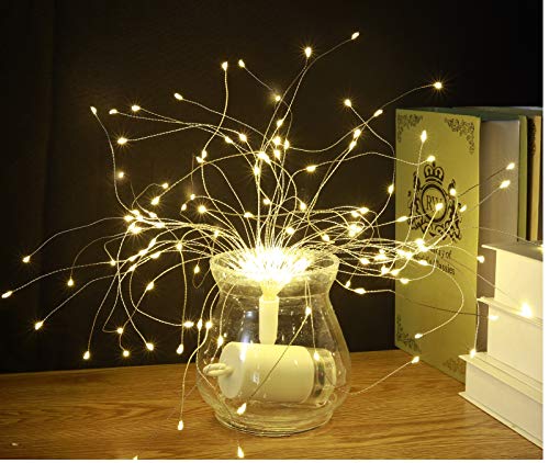 HEAGEERO Outdoor Battery Operated Chandelier 2 Pack,Firework Lights Starburst Light 180 LEDs,Ceiling Hanging Decorative for Party Christmas,Indoor Using