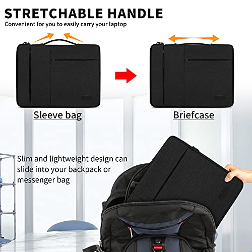Laptop Sleeve Case 15-15.6 Inch Waterproof Business Computer Carrying Case Portable Handle Briefcase Bag Compatible with 15.6 Inch MacBook Air/Pro 15-15.6 Inch HP ASUS Samsung Notebook Black