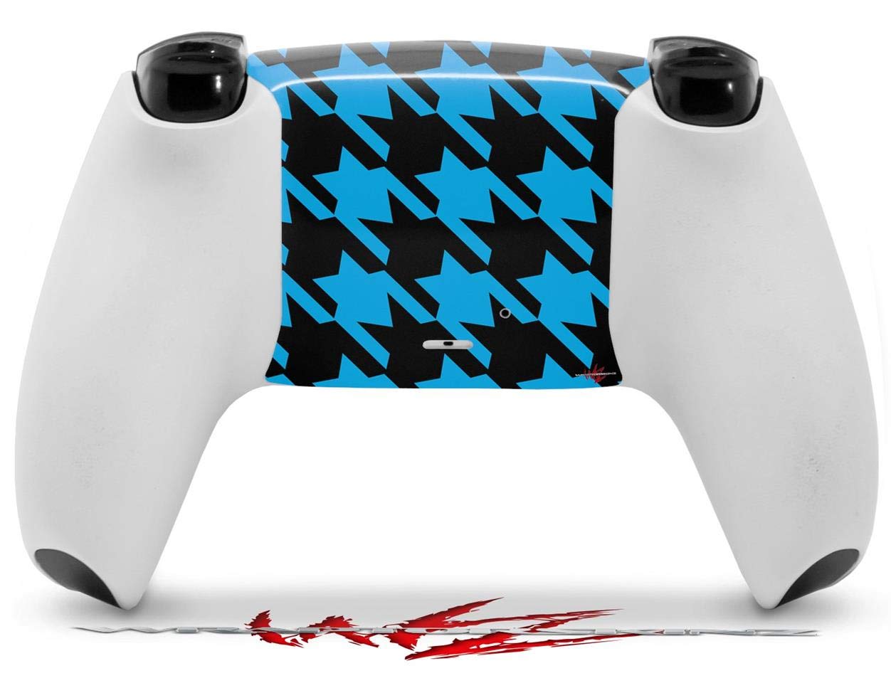 WraptorSkinz Skin Wrap compatible with Sony PS5 DualSense Controller Houndstooth Blue Neon on Black (CONTROLLER NOT INCLUDED)