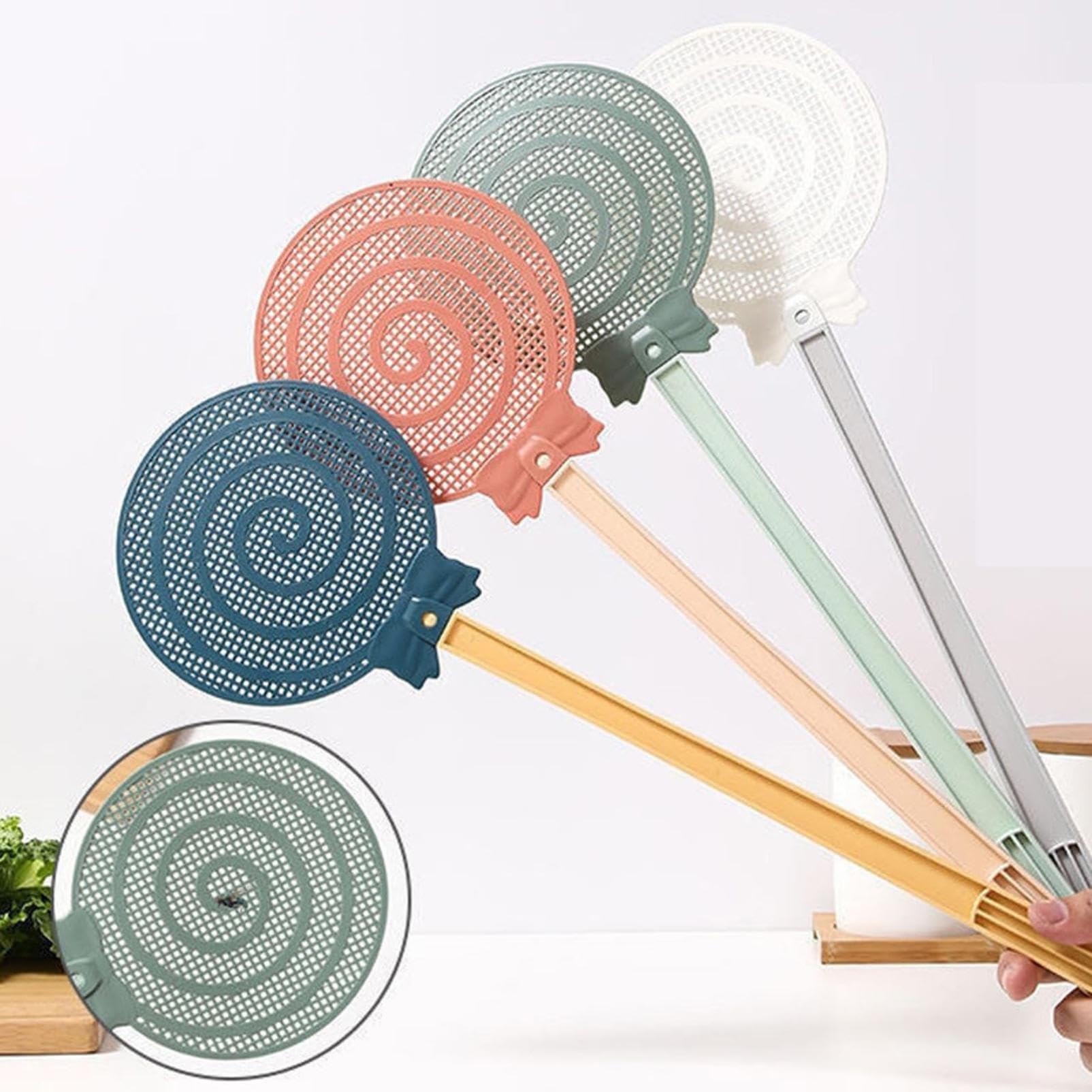 Generic πππ¦ Swatter,Swatter for Indoors,Summer Mesh Long-Handled Manual Swatter for Adult Thickened Candy-Shaped Plastic Swatter (C)